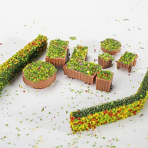 6 Pcs Model Grass Mat Artificial Grass Miniature Shrub Mat Static Shrub Vegetation Groups Bush Model Aritificial Plants for DIY Architecture Building Model Railway Train Diorama Garden,Red Yellow