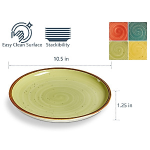 ONEMORE Porcelain Plates Set 10.5 inch Large Dinner Plates for Salad Dessert Ceramic Serving Plate Set of 4, Microwave and Dishwasher Safe