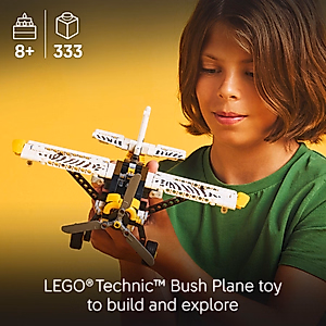 LEGO Technic Bush Plane Toy - Buildable Airplane Toy for Kids, Boys and Girls, Ages 8+ - Model Airplane Gift with Spinning Propeller, 4-Cylinder Piston Engine, and More - 42198