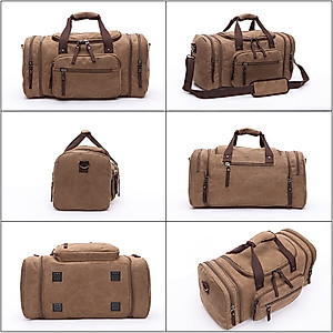 Duffle Bag for Travel, Large Canvas Duffel Bag for Travelling Overnight Weekender Bag Carry On Bag for Men Women Black
