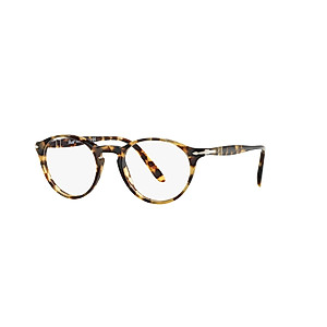 Persol PO3092V Round Prescription Eyewear Frames, Brown/Beige Tortoise/Demo Lens, 50 mm