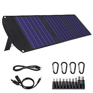 MARBERO Solar Power Bank Set - Solar Panel 60W and 110V 150W Peak AC Outlet, DC Ports, USB Ports 150Wh Portable Power Station for CPAP Home Camping Emergency