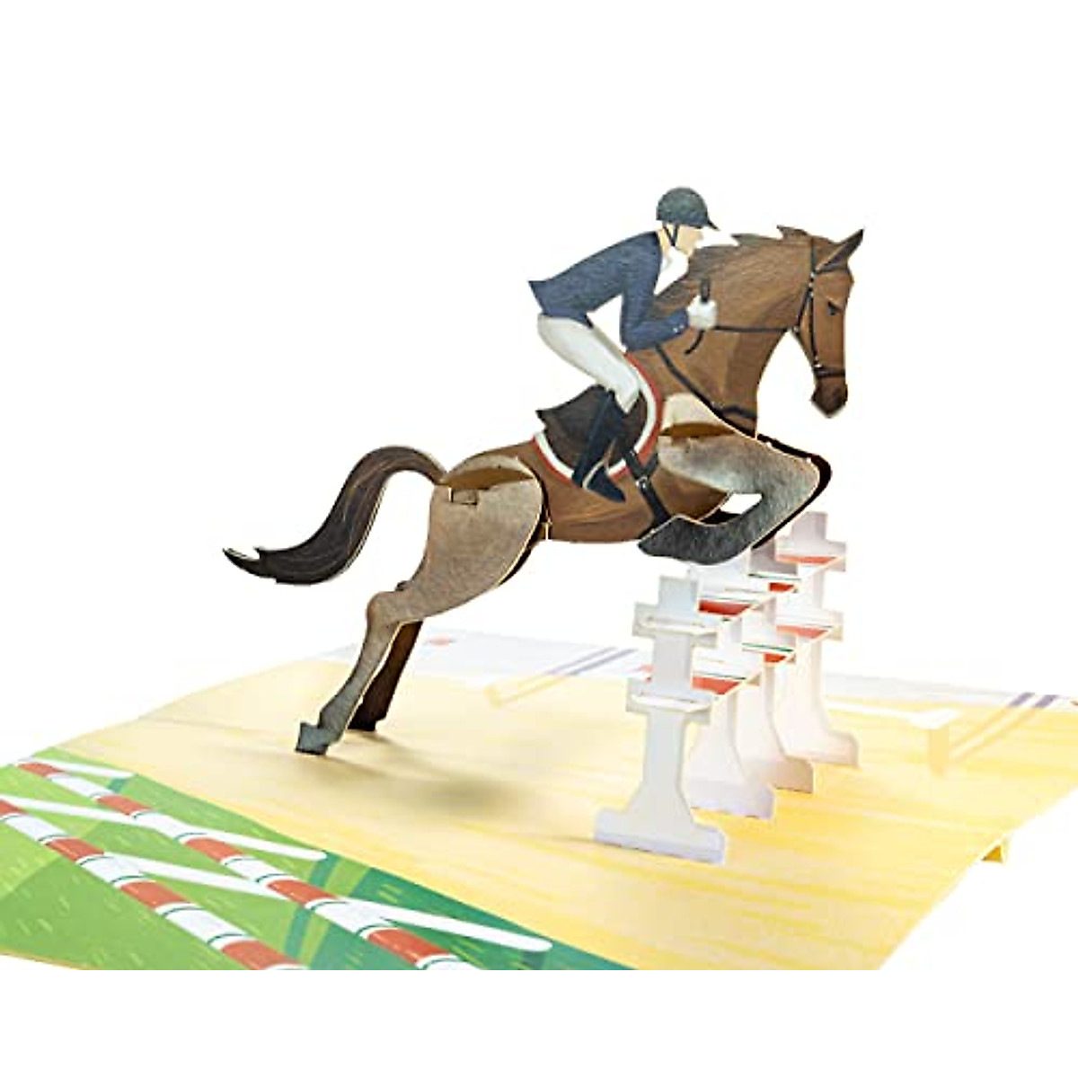 WOWPAPERART Horse Jumping Equestrian - 3D Pop Up Greeting Card for All Occasions - Birthday, Love, Congrats, Good Luck, Sports, Retirement, Christmas, Congrats - Gifts for Family, Friends, Lovers