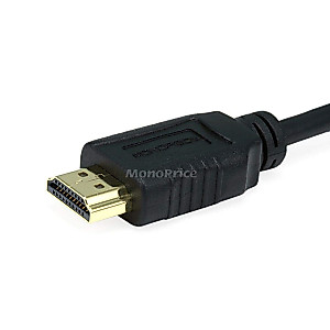 Monoprice High Speed HDMI to HDMI Micro Cable - 4K@24Hz, 10.2Gbps, 34AWG, Ferrite Core, Gold Plated Connectors, 3 Feet, Black