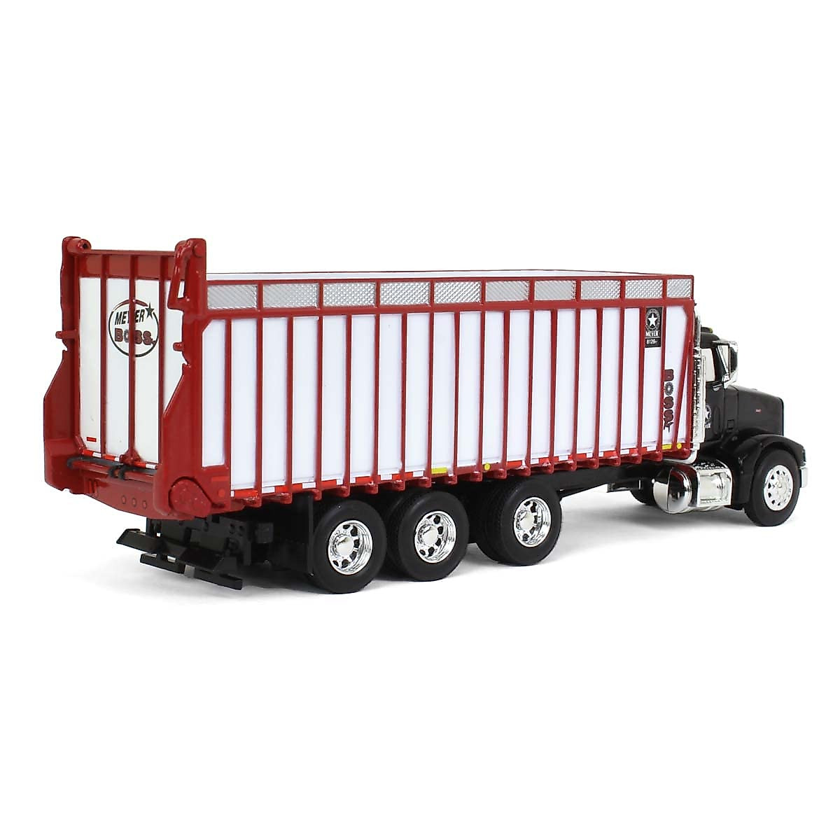 Spec Cast 1/64 Black Peterbilt 385 w/Red & White Meyer 8126RT Boss Forage Box MEY-003