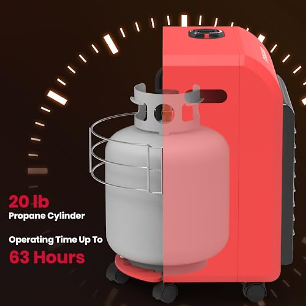 Gasland MHA18R Propane Patio heater, 18,000 BTU Warm Area up to 450 sq. ft, Portable LP Gas Heater for Garages, Workshops and Construction Sites, Ultra Quiet Propane Heater with LP Regulator Hose