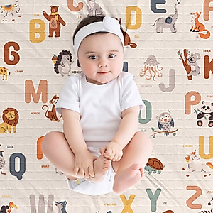 Funtery 43 x 43 Inch Boho Rainbow Baby Play Mat Portable Crawling Washable Foldable Tummy Time Non Slip Baby Floor Large Playpen Mat for Infants Toddlers Floor Playpen Activity(Woodland Animal)