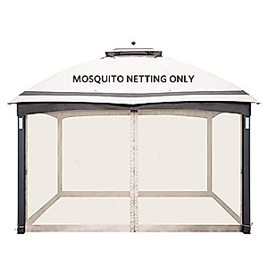 EasyLee Gazebo Universal Replacement Mosquito Netting 10x12, 4-Panel Screen Walls for Outdoor Patio with Zipper, Mosquito Net for Tent Only (Beige)