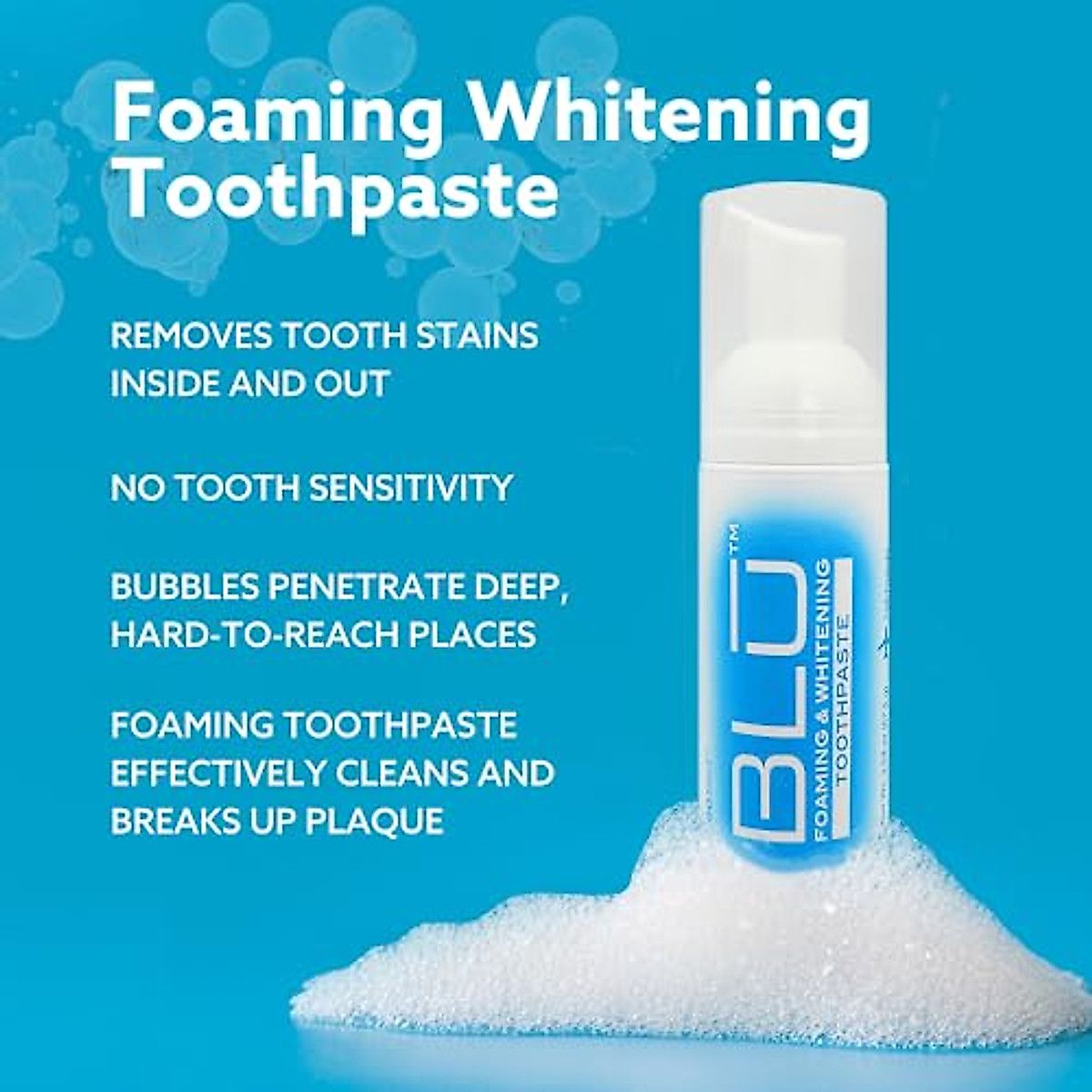 GO SMILE BLU Foaming Whitening Toothpaste for Blue-Light Toothbrushes, Light Activated Stain Removal & Enamel Whitening Formula to Freshen Breath & Clean Teeth Without Sensitivity, Mint Flavor 2.3 oz