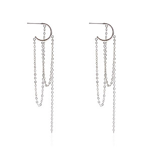 SLUYNZ 925 Sterling Silver Dangle Earrings Tassel Chain for Women Dangle Earrings Long Earrings Huggie Studs Dangle Chain (A-Silver)