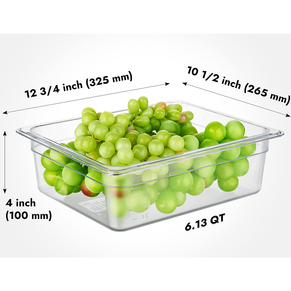 CURTA 6 Pack NSF Food Pans, Half Size 4 Inch Deep, Commercial Polycarbonate Plastic Clear Freezer-Safe