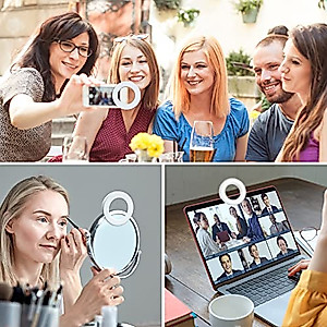 Selfie Ring Light, Rechargeable Selfie Fill Light with Retaining Clip On, Video Conference Light for Phone, Laptop, Zoom Meeting, Make up