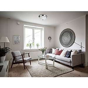 Aspen Creative 63013-1A Two-Light Flush Mount in Brushed Nickel with White Alabaster Glass Shade, 11" Diameter