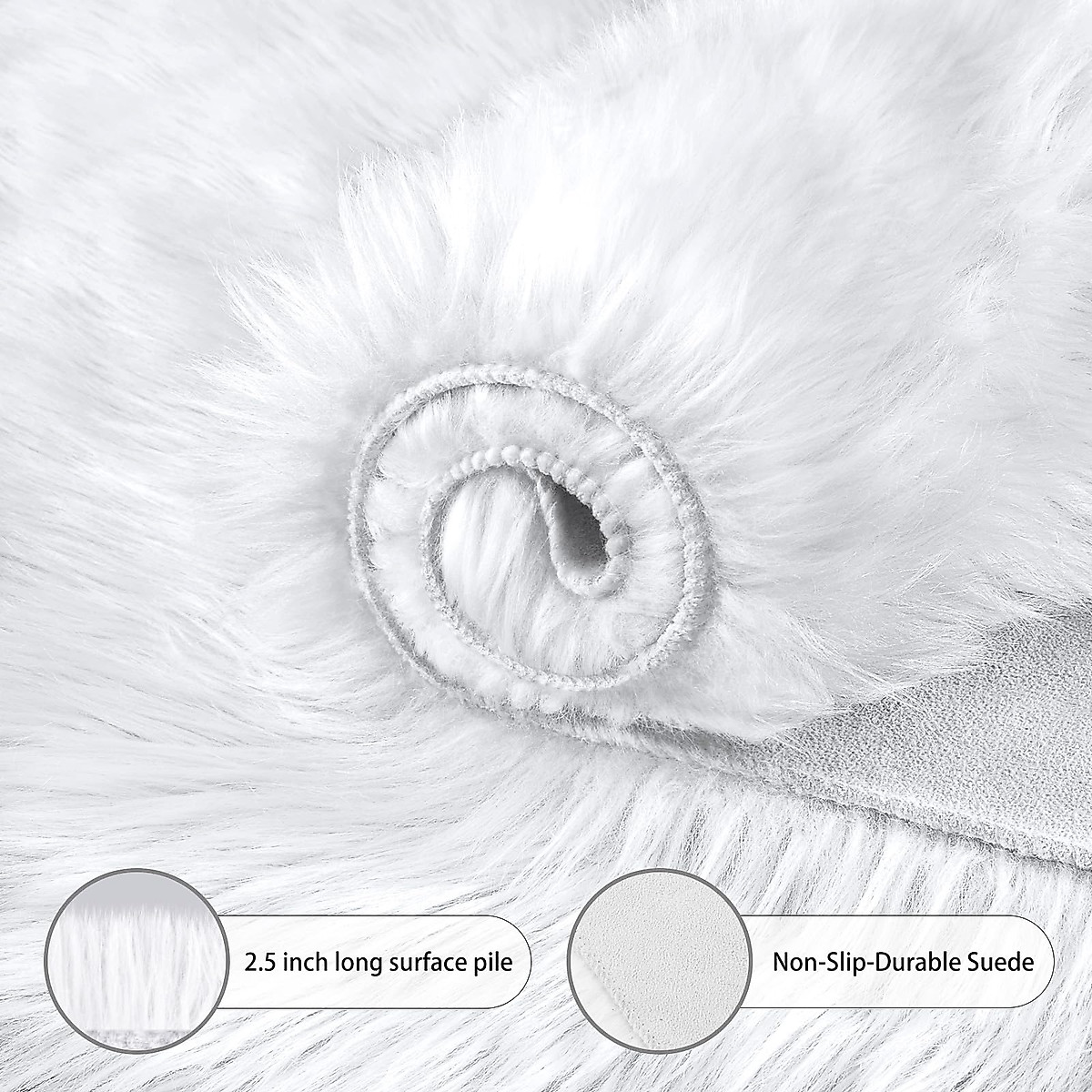 Ciicool Faux Sheepskin Rugs Soft Faux Fur Rug White Fluffy Chair Couch Cover Fuzzy Carpet for Bedroom Floor Sofa Living Room 2x3 Feet