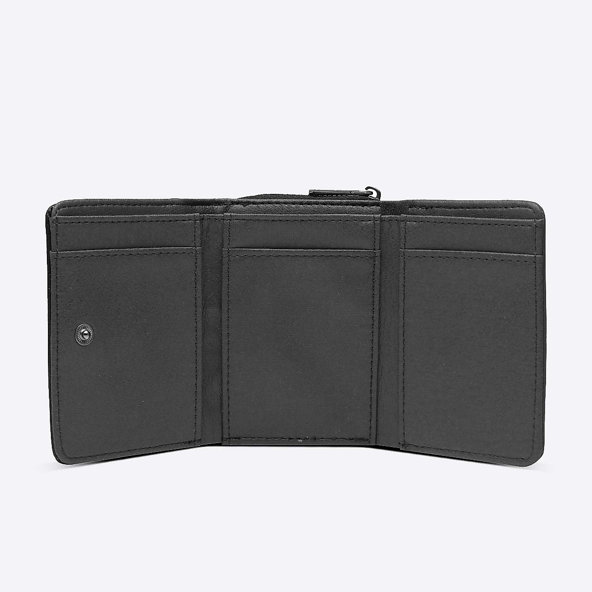 Pixie Mood Candice 4 x 3.25 Vegan Leather Zippered Tri-Fold Wallet, Black