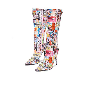 Cape Robbin Women Knee High Boot with Tassel Zipper POFIN - PRINT 9