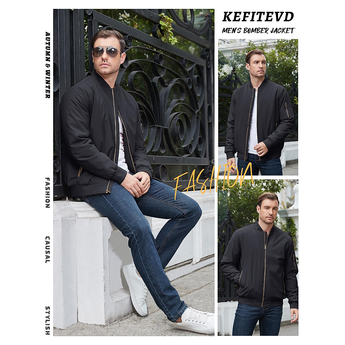 KEFITEVD Bomber Jacket Men Quilted Jackets Winter Active Coat Fleece Military Outerwear Varsity Bomber Jacket for Men