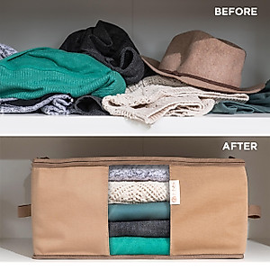 Clothes Storage Bag Organizer with Cedar Insert to Protect from Moth, Moist, Dirt, Dust etc. - Set of 2 Bags for Clothes, Sweaters, Beddings, Blanket, Blouses and More –Underbed Storage