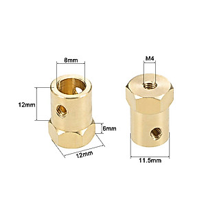 uxcell Hex Coupler 8mm Bore Motor Hex Brass Shaft Coupling Flexible Connector for Car Wheels Tires Shaft Motor 8pcs