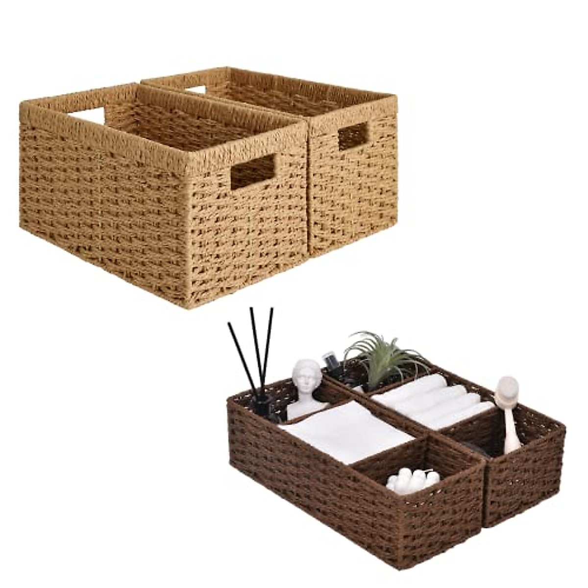 StorageWorks Round Paper Rope Storage Baskets