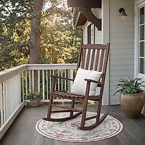 Greesum Outdoor Rocking Chair, Acacia High Back Oversized All-Weather Lounge Rocker with 320 lbs of Support for Patio, Garden, Deck, Porch,Brown