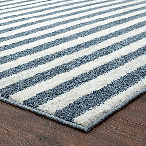 LUXE WEAVERS Daphnes Collection 2800 Navy 5x7 Moroccan Lines Area Rug