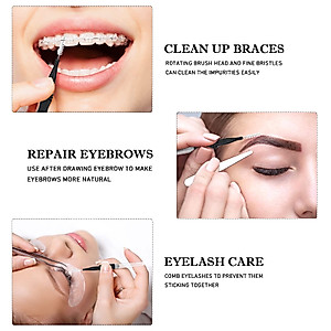 GCQQ Brow Lamination Brush, 20PCS Micro Eyebrow Brush with Cap, Micro Eyelash Eyebrow Brush, Mini Micro Spoolies for Brow Lamination, Lash Extensions