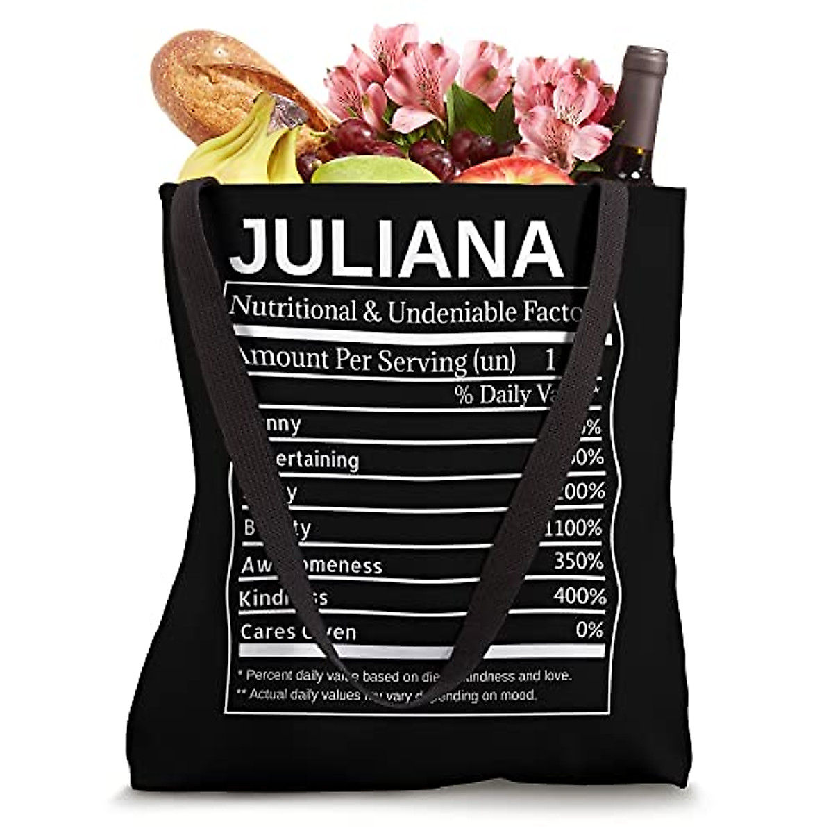 Juliana Nutrition Facts Funny Sarcastic Personalized Name Tote Bag