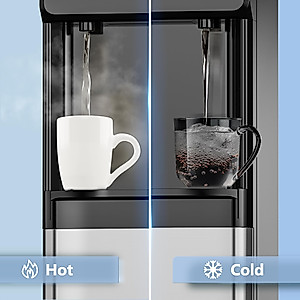 Euhomy Top Loading Water Dispenser, Hot and Cold Water Cooler for 3 or 5 Gallon Bottles,Child Safety Lock,Water Cooler Dispenser for Kitchens, Offices and More - Black