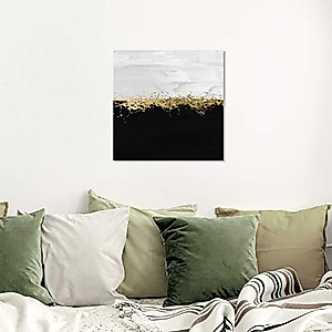 The Oliver Gal Artist Co. Abstract Wall Art Canvas Prints 'Halfway in Black and White' Home Décor, 20 in x 20