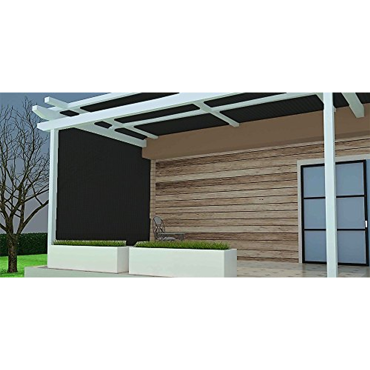 Shatex 90% Sun Shade Fabric for Pergola Cover Porch Vertical Screen, 8x15ft Black