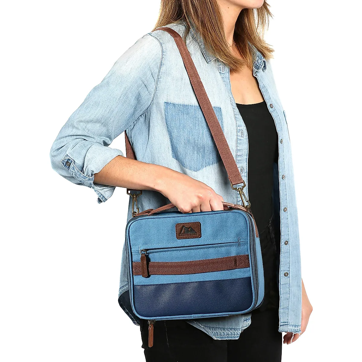 Arctic Zone Canvas Expandable Horizontal Lunch Box with Removable Shoulder Strap - Blue