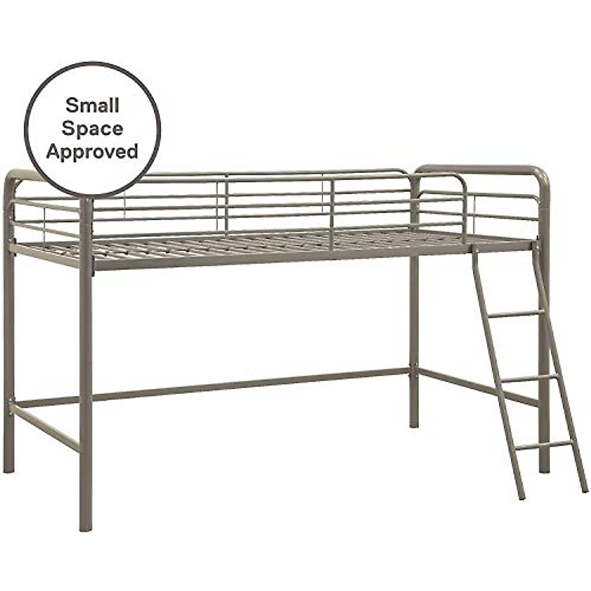DHP Junior Loft Bed Frame with Ladder, Twin, Silver