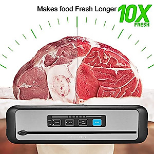 Inkbird Vacuum Sealer Machine with Starter Kit, Automatic PowerVac Air Sealing Machine for Food Preservation, Dry & Moist Sealing Modes,Built-in Cutter,Easy Cleaning Storage with Sealer Bag*5 (8"*11.8")and Bag Roll*1 (8"*79"), INK-VS01