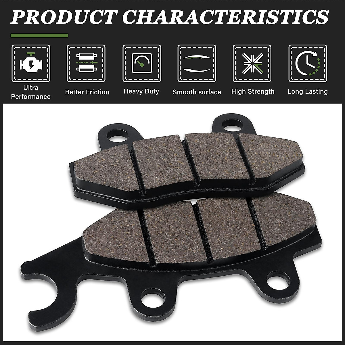 LOCOPOW Brake Pads Rhino 660 700 Front and Rear Compatible with Yamaha Rhino 660 YXR660 4x4 2004-2007 / Raptor 700 700R YFM700 2006-2012 / Rhino 450 YXR450 4x4 2006-2009