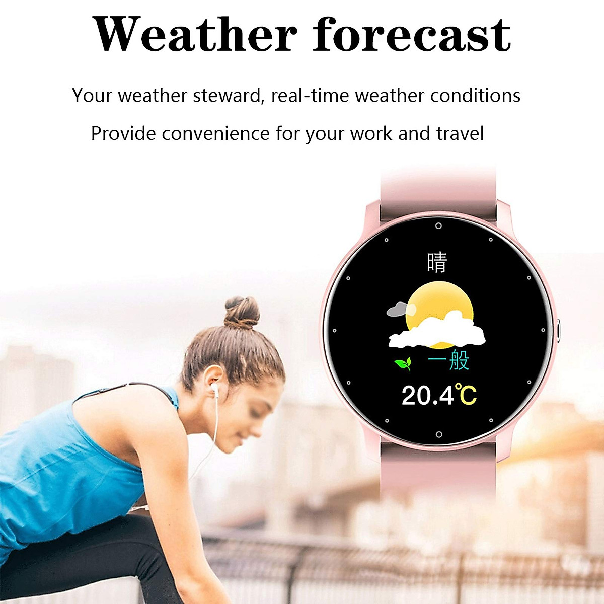 IVOBUY Men's and Women's Smart Watch ZL02 Fitness Tracker Compatible with Android and iOS Systems (Color : Black)