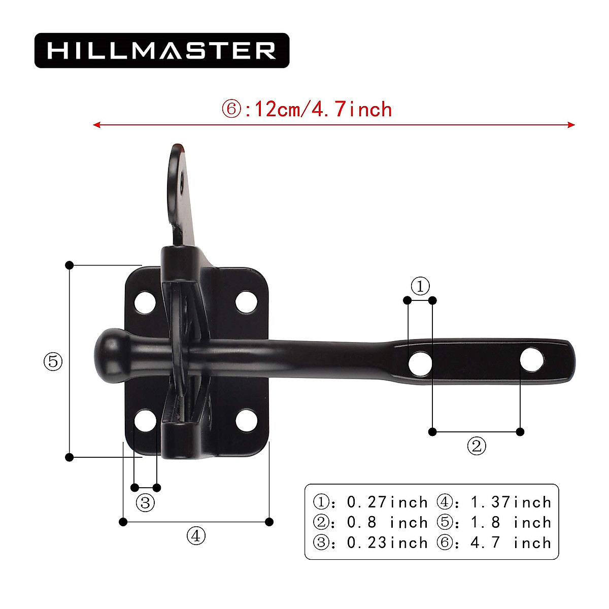 HILLMASTER Heavy Duty Gate Latch Door Handle Hardware Kit for Wooden Fence, Self-Closing Gate Latch with Pull String, Decorative Metal Gate Pull Handle, 2 Pack 6in T-Strap Gate Hinges, Black Finish