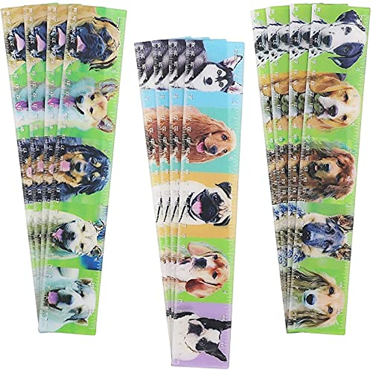 Dog 3D Plastic Rulers for Kids (3 Designs, 12 Pack)