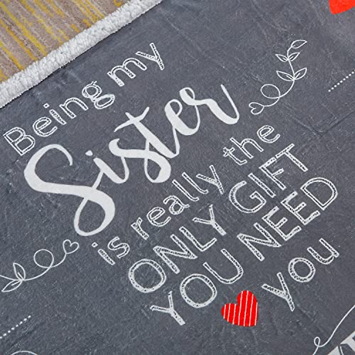 Funny Sister Blanket Birthday Gifts | Luxurious Sister Blanket with Loving Messages for Sister Birthday Gifts | Snuggly Soft Fleece Blanket Sister Gifts from Sister | 50" X 60" (Sherpa Fleece, Grey)