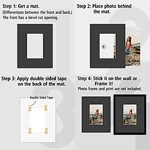 Golden State Art, Pack of 5 Acid Free Bevel Cut 4-Ply Thickness White Core Picture Mats for Photos (Black, 8x10 for 4x6 Photo)