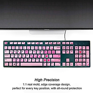 YongMai Keyboard Covers for Dell KM636 KB216 Wireless Wired Keyboards, Dell Optiplex 5250 3050 3240 5460 7450 7050/Dell Inspiron AIO 3475 3670 3477 Silicone Desktop Computer Keyboard Skins (Love Bear)