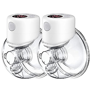 Breast Pump, Wearable Breast Pump, Hands Free Breast Pump, Electric Breast Pump 2 Mode & 9 Levels, 24mm Flange, 2 Pack