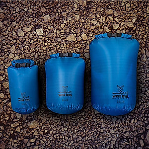 Wise Owl Outfitters Carrier Bag Case, Waterproof Dry Bag - Fully Submersible 1pk or 3pk Ultra Lightweight Airtight Waterproof Bags - 5L, 10L and 20L Sizes - Diamond Ripstop Roll Top Drybags
