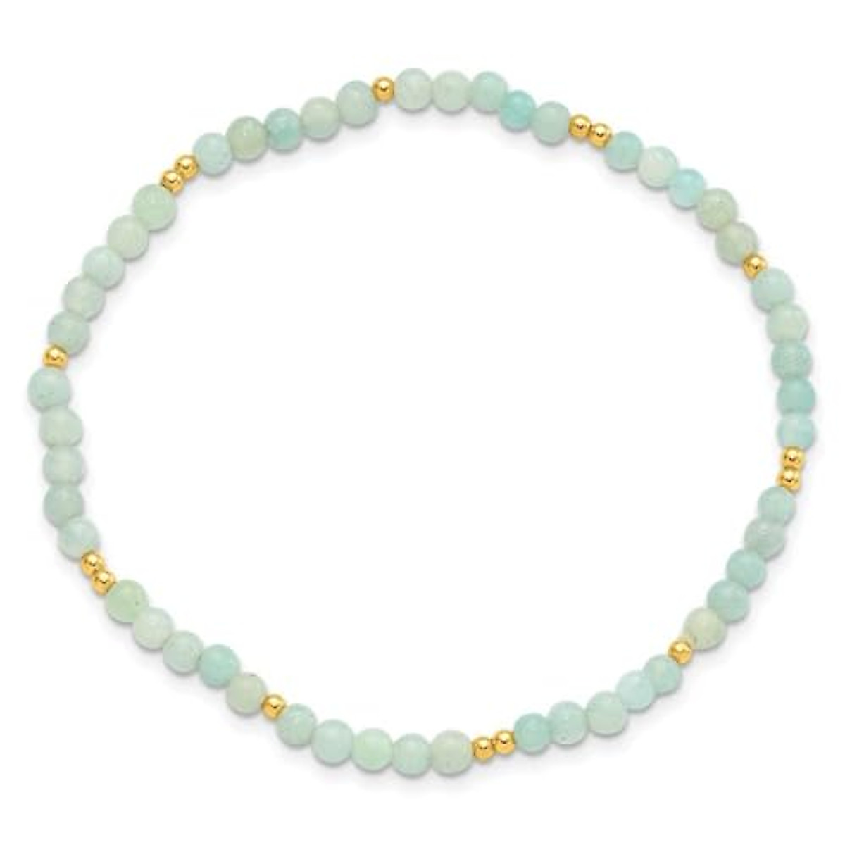 925 Sterling Silver Gold Plated 3mm Blue Amazonite Stretch Bracelet Jewelry for Women