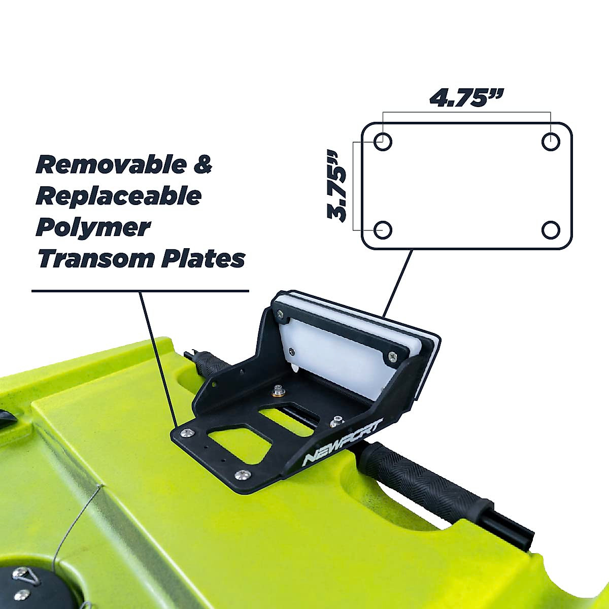 Newport Trolling Motor Transom Motor Mount - Kayaks - Freshwater and Saltwater - 1 Size, Gray