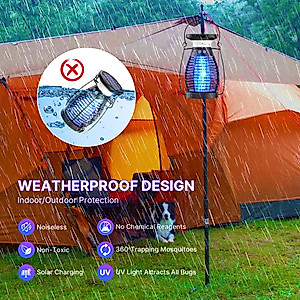 Solar Bug Zapper Outdoor, Rechargeable Cordless Buzzbug Mosquito Zapper Indoor, Waterproof Mosquito Trap Fly Zapper for Garden Patio Camping Essentials