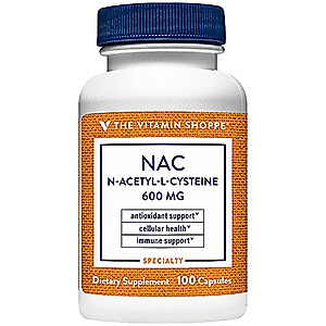 The Vitamin Shoppe NAC N-Acetyl-L-Cysteine - Promotes Cellucor Health, Immune & Antioxidant Support - 600 MG (100 Capsules)