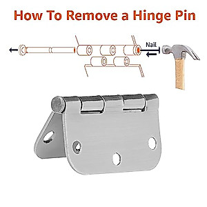 Amazon Basics Interior Door Hinge, Rounded, 3.5 x 3.5 Inch, Satin Nickel - Pack of 18