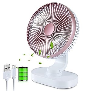 fandicle Battery Operated Fan Portable, 4 Speed 4000 mAh 8.9 Inch USB Powered Fan, Adjustable Angle Tabletop Fan with Upgraded Strong Airflow Quiet Small Desk Fan for Travel, Camping, Office, Car