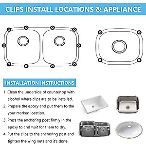 12 Pack Sink Clips Kit, Undermount Sink Clips, Sink Mounting Kit Bracket, Installation Repair Hardware Clips Fastener Support for Kitchen or Bathroom Sinks (Silver)